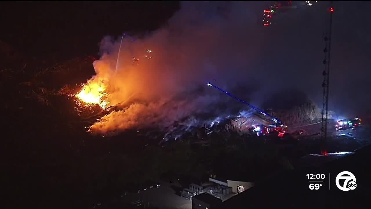Massive mulch fire in Detroit burns for third day, impacting air quality