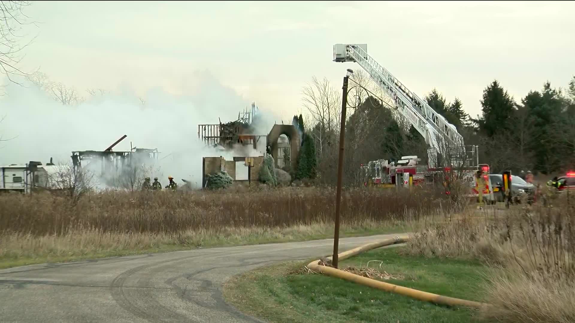 Fire destroys home near Highway 38 and Four Mile Road in Caledonia