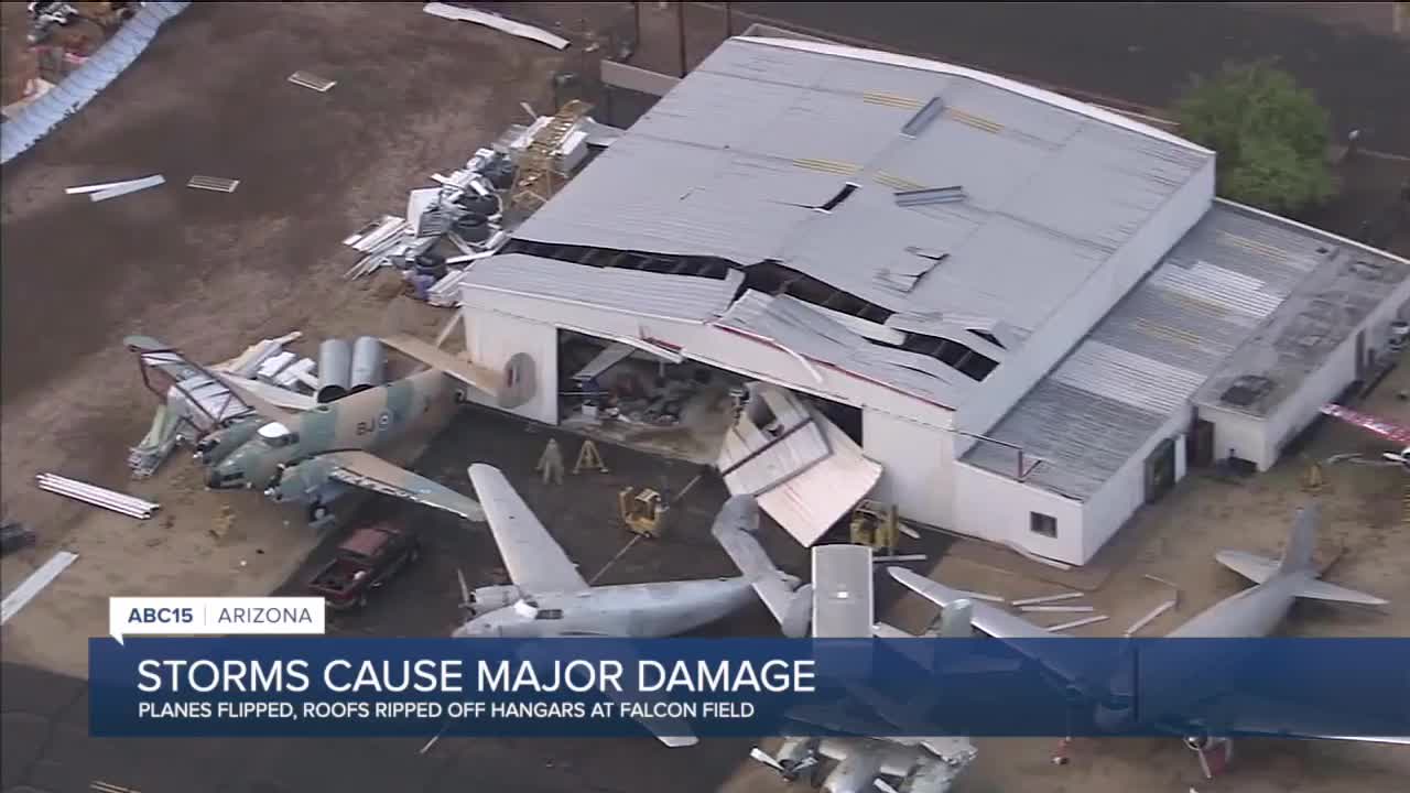 Storms leave path of destruction, flipping planes at Mesa's Falcon ...