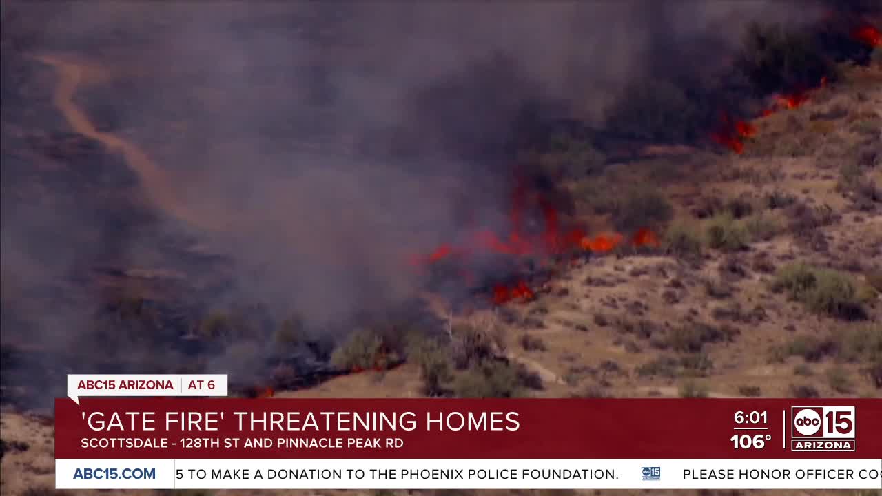 Gate Fire burning in north Scottsdale near McDowell Mountain Regional Park