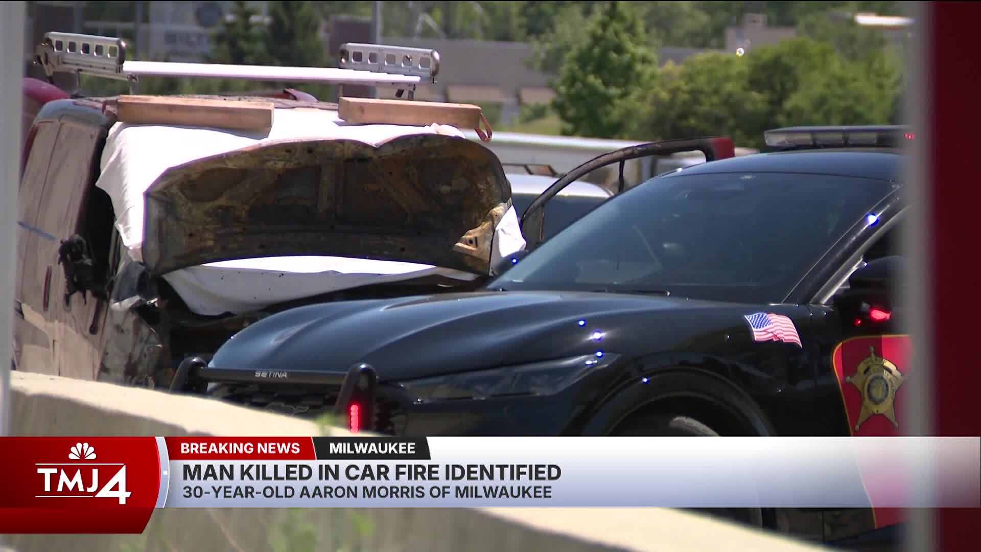 Man found dead in burning car after alleged hit-and-run on I-43