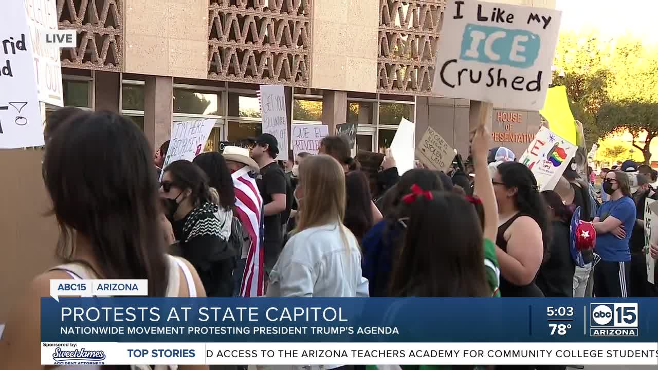 Protesters gather Wednesday at the AZ State Capitol