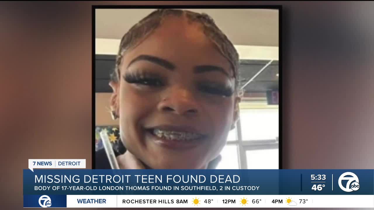 2 in custody after body of missing teen London Thomas found in Southfield