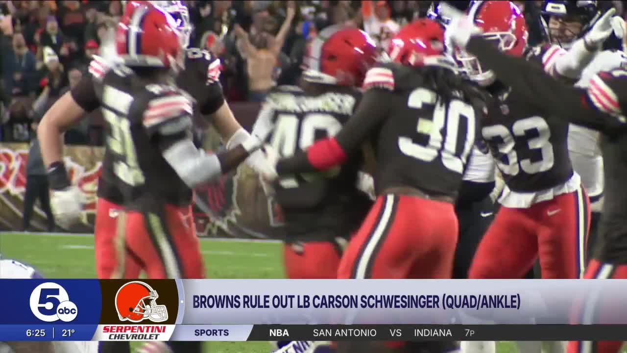 Browns rule out Schwesinger, Njoku, Fannin for final game of season