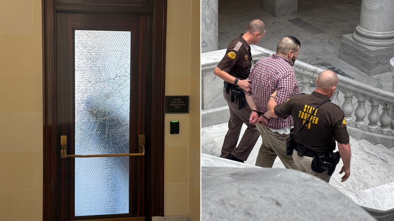 Man detained after smashing glass doors inside Utah State Capitol