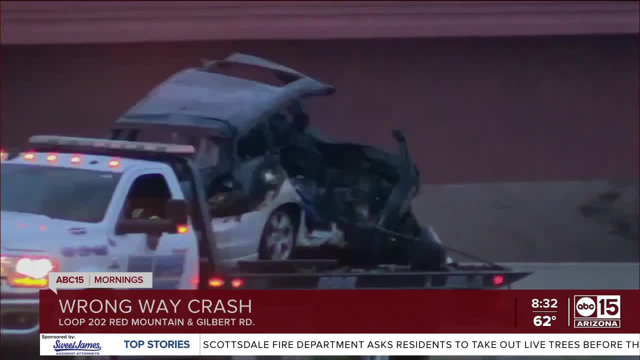 Wrong-way crash shuts down Red Mountain Loop 202 lanes Saturday morning
