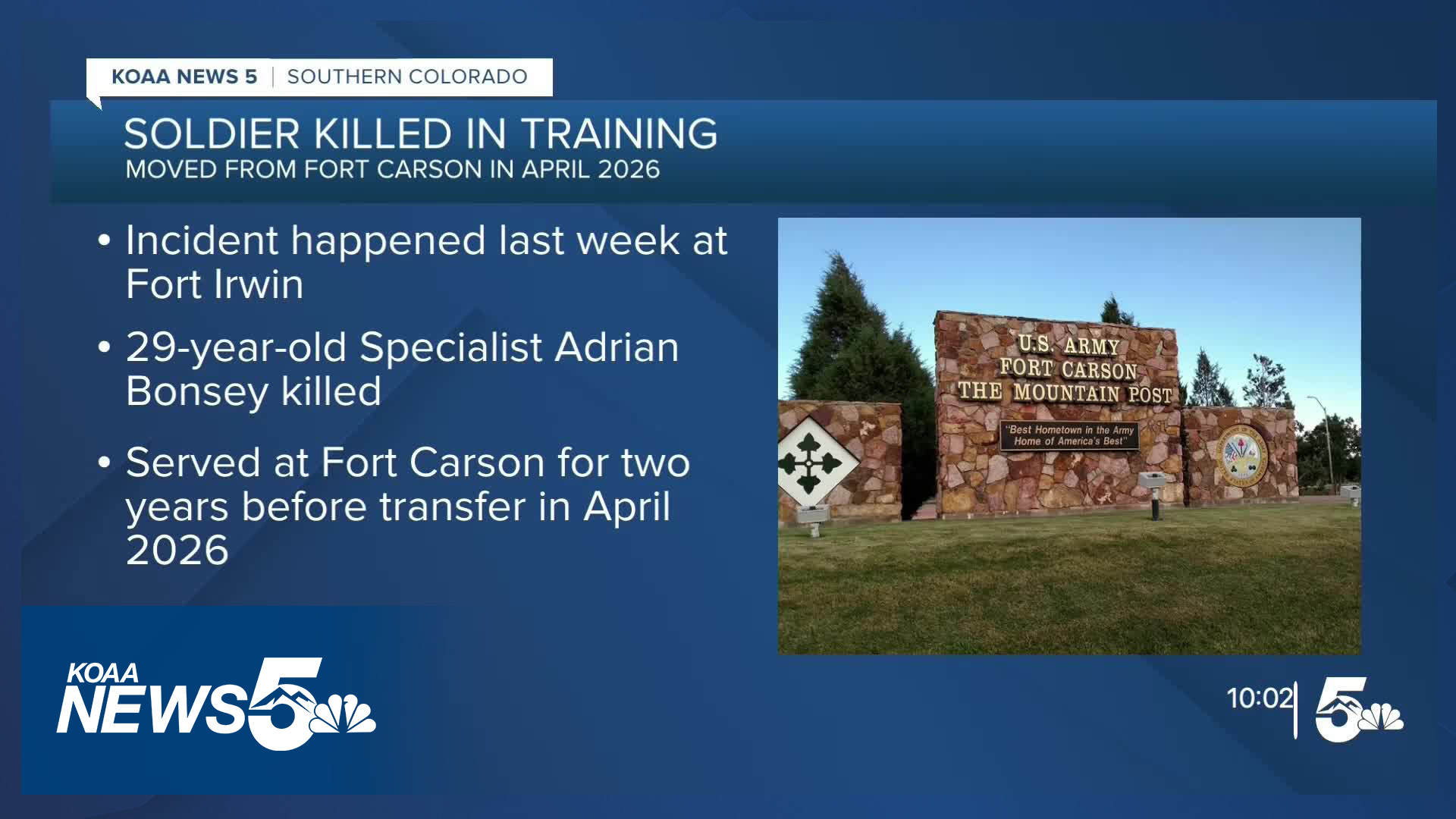 Soldier who formerly served at Fort Carson dead after training accident