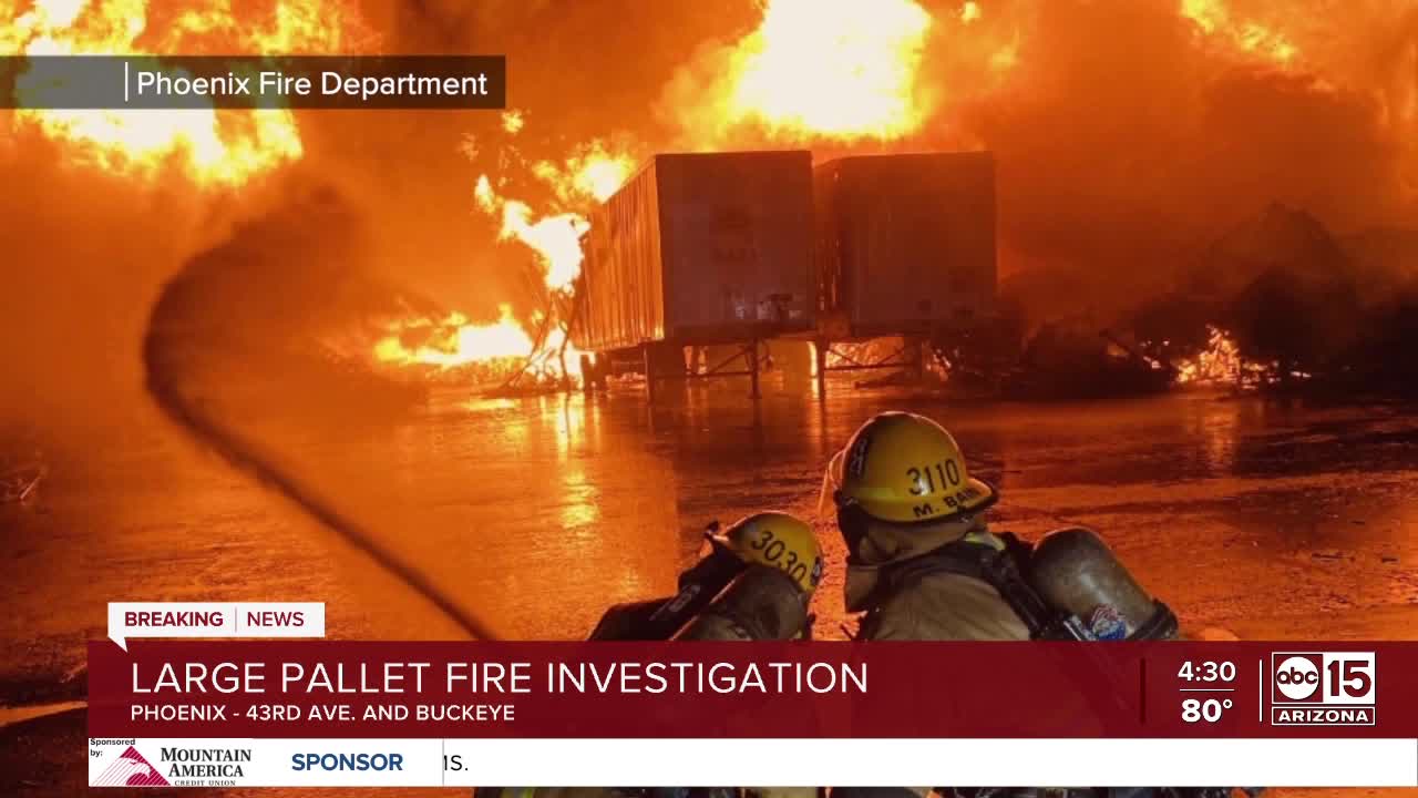 Large pallet fire grows to fourth-alarm response in Phoenix