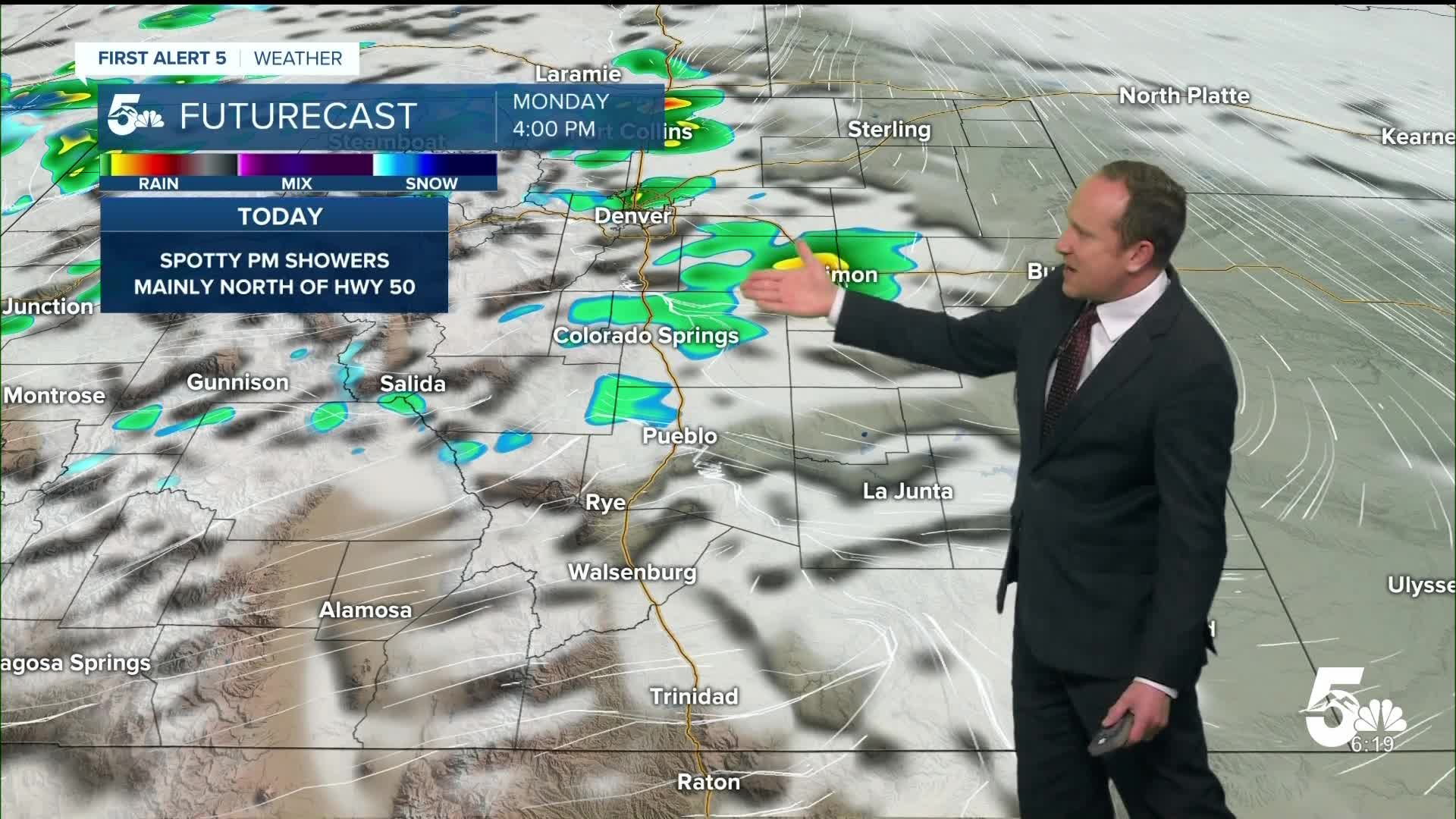 A seasonable start to the week with scattered thunderstorms Monday ...
